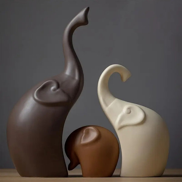 Dakota Fields [Ceramic Elephant Family Statue] 3Pcs Ceramic Elephant ...